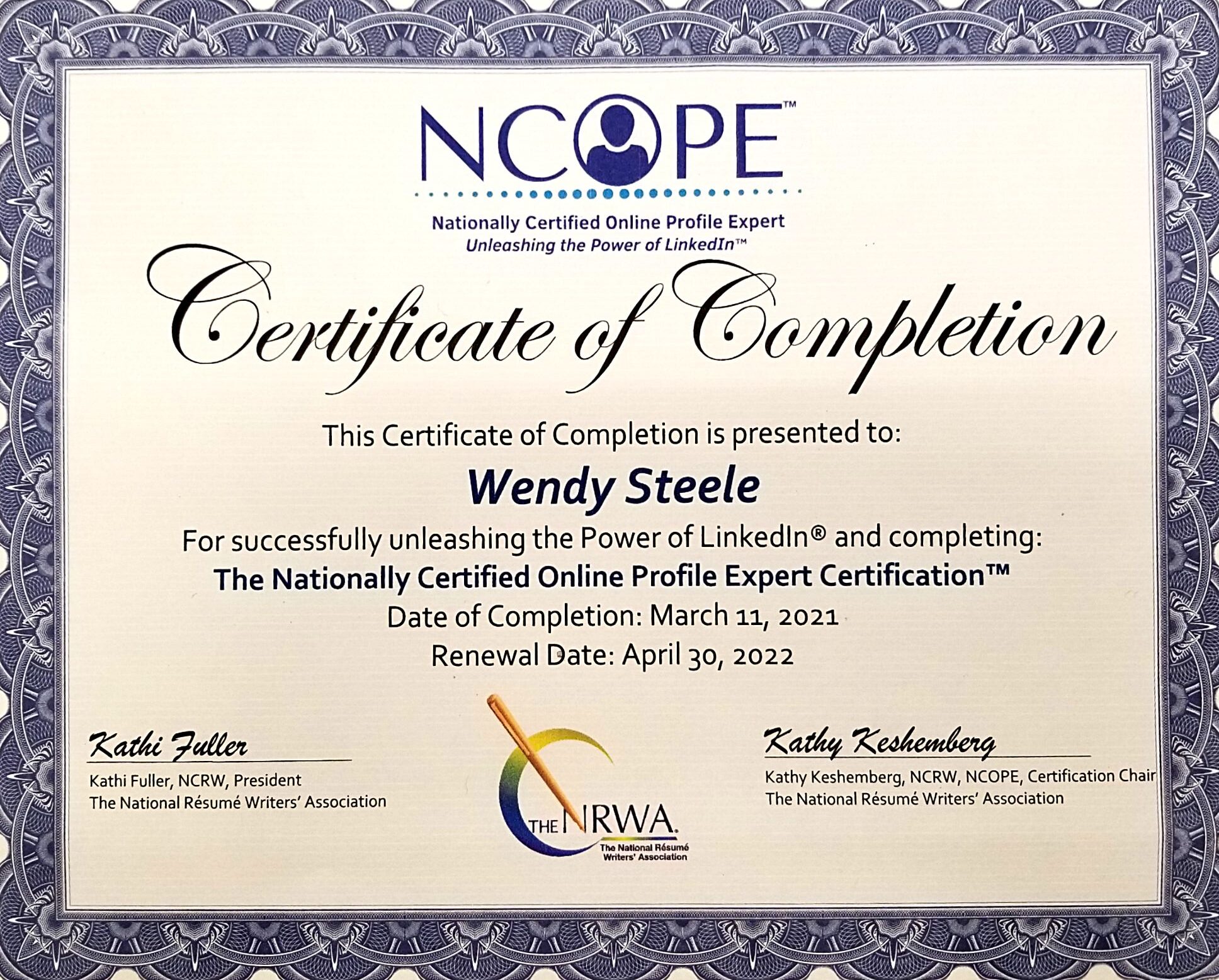 NCOPE Certification | 678-819-3763